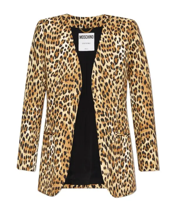 Moschino Leopard Print Blazer - Nude