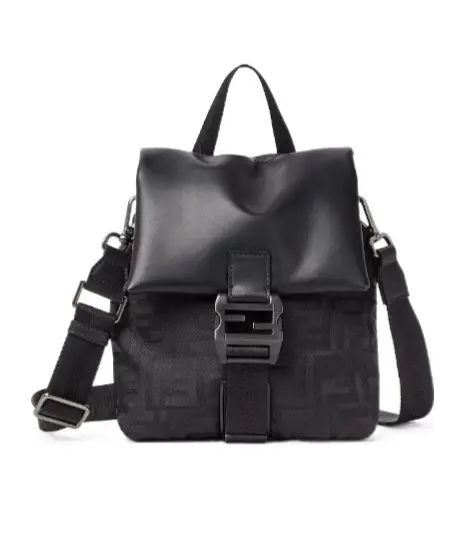 Fendi Flux Ff-buckle Shoulder Bag - Black