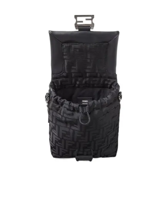 Fendi Flux Ff-buckle Shoulder Bag - Black
