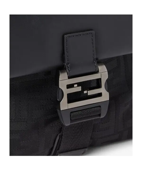 Fendi Flux Ff-buckle Shoulder Bag - Black