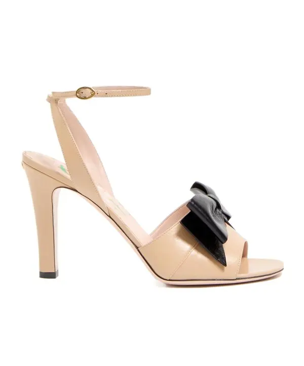 Valentino Garavani Kidskin Bow Detail Sandal 95mm - Sand-colored