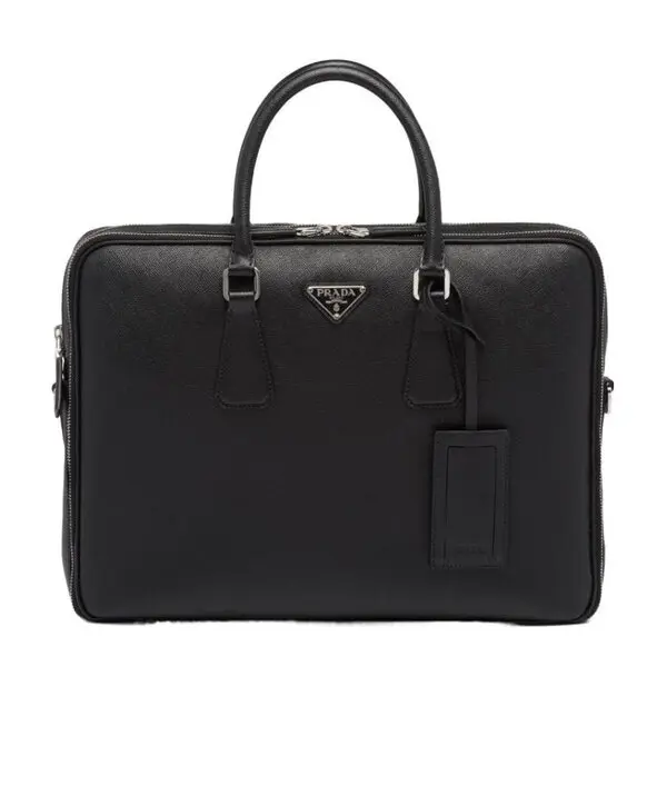 Prada Saffiano Leather Briefcase - Black