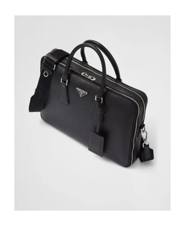 Prada Saffiano Leather Briefcase - Black