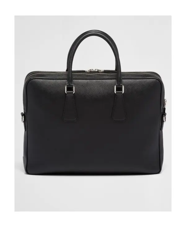 Prada Saffiano Leather Briefcase - Black