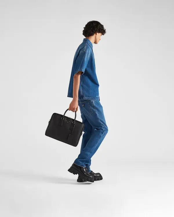 Prada Saffiano Leather Briefcase - Black