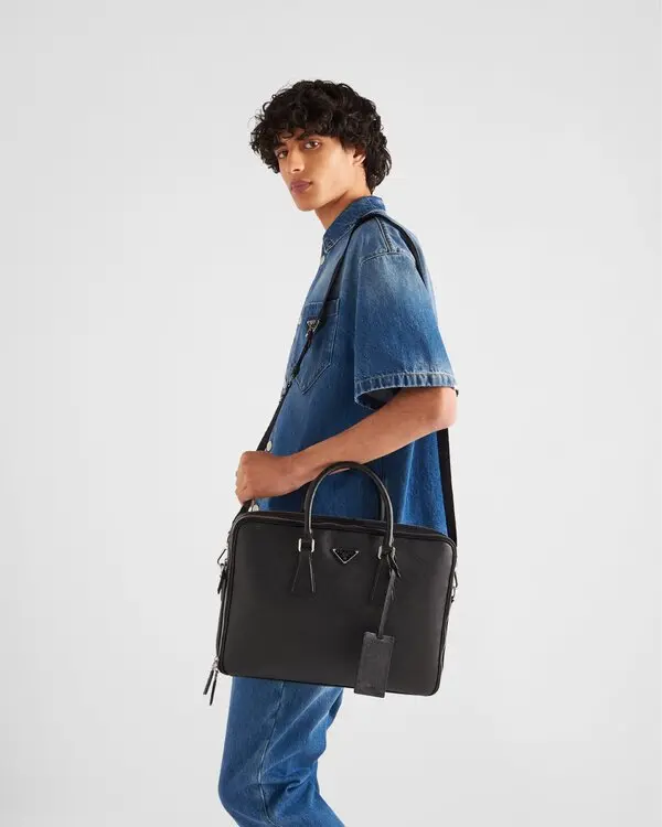 Prada Saffiano Leather Briefcase - Black