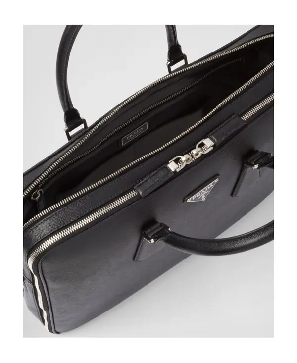 Prada Saffiano Leather Briefcase - Black