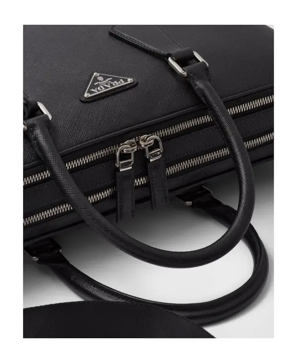 Prada Saffiano Leather Briefcase - Black