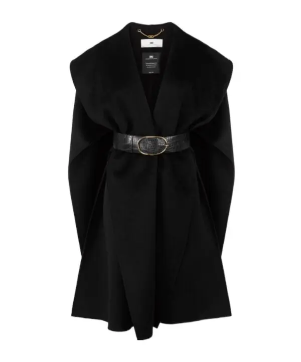 Elisabetta Franchi Belted Cape Coat - Black