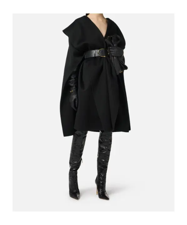 Elisabetta Franchi Belted Cape Coat - Black