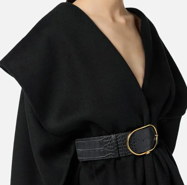 Elisabetta Franchi Belted Cape Coat - Black