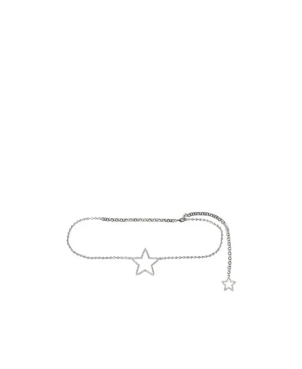 Alessandra Rich Crystal Star Waist Chain - Gray