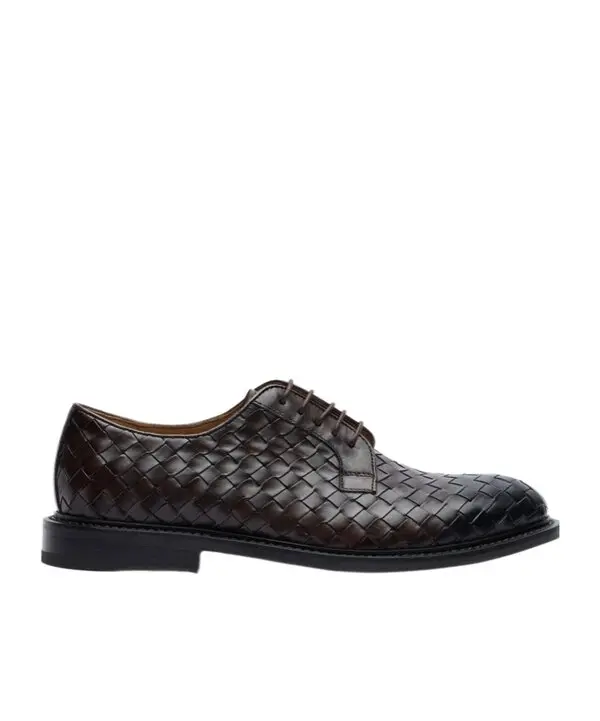 SCAROSSO Harry Round-toe Derby Shoes - Brown