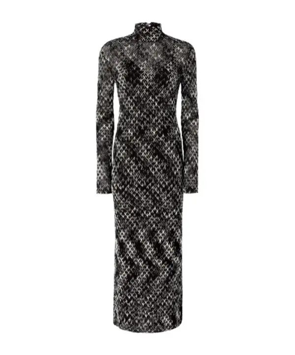 Missoni High-neck Long-sleeved Midi Dress