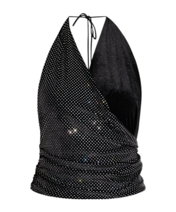 Balmain Embellished Open-back Halter Top