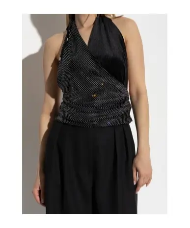 Balmain Embellished Open-back Halter Top