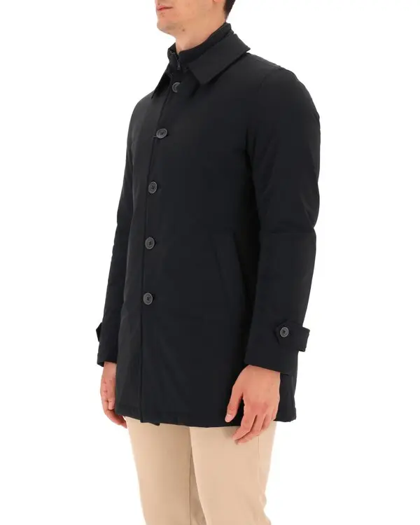 Herno Lapel Long-sleeved Coat With Side Pockets - Black