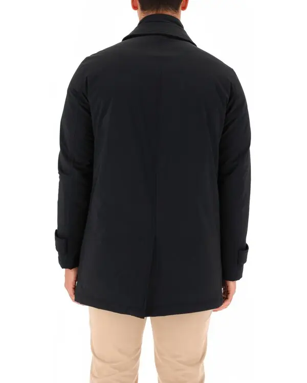 Herno Lapel Long-sleeved Coat With Side Pockets - Black