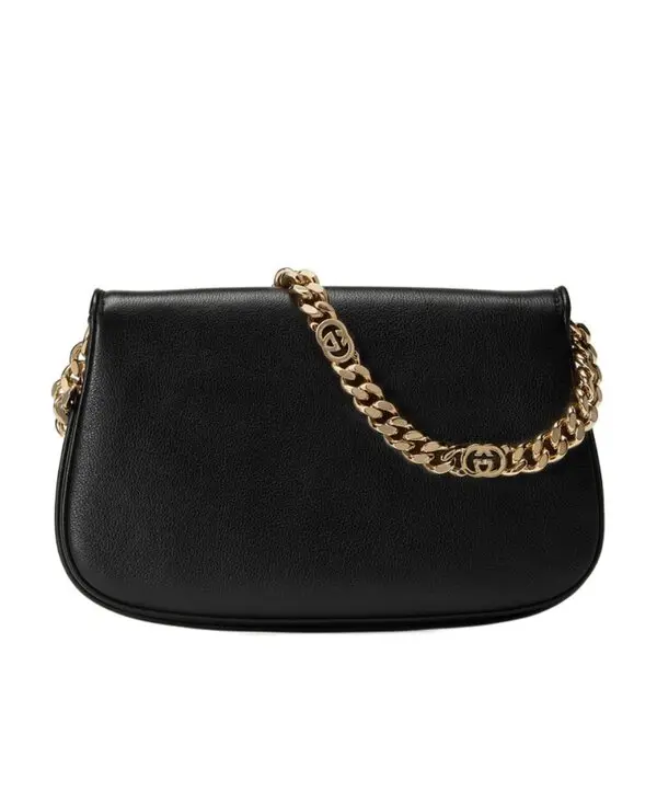 Gucci Blondie Shoulder Bag With Interlocking G Detail - Black