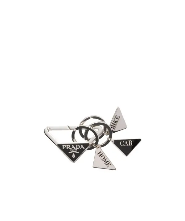 Prada Triangle Multi-charm Keyring - Black