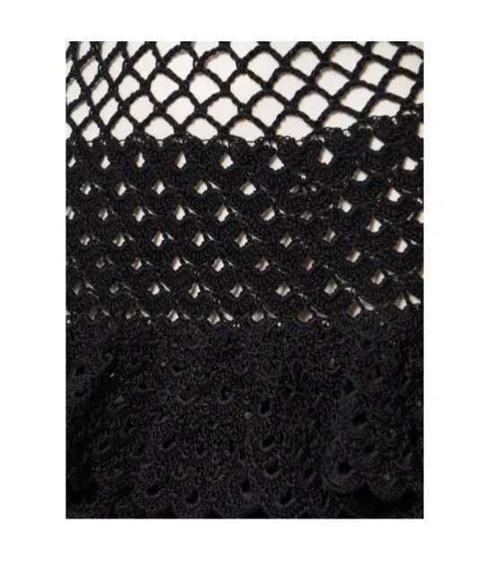Oscar De La Renta Halterneck Crochet Dress With Layered Ruffles