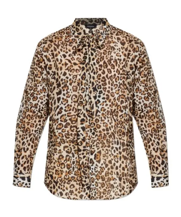 Dsquared2 Tie Leopard-print Buttoned Shirt - Nude
