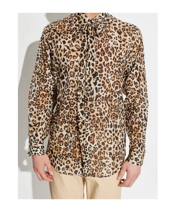 Dsquared2 Tie Leopard-print Buttoned Shirt - Nude