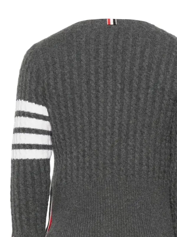 Thom Browne 4-bar V-neck Cardigan - Medium Gray