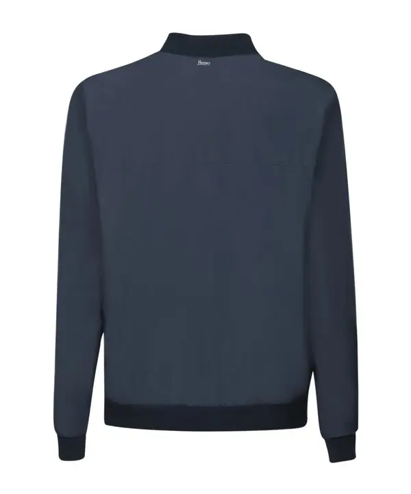 Herno Logo Printed Lightweight Zip-up Jacket - Navy