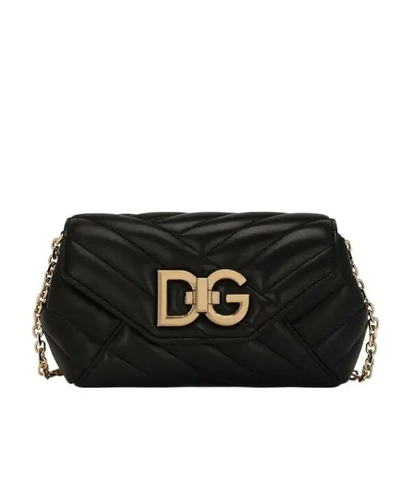 Dolce & Gabbana Quilted Logo Plaque Crossbody Bag