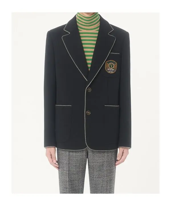 Valentino Garavani Single-breasted Jacket With Embroidered Patch