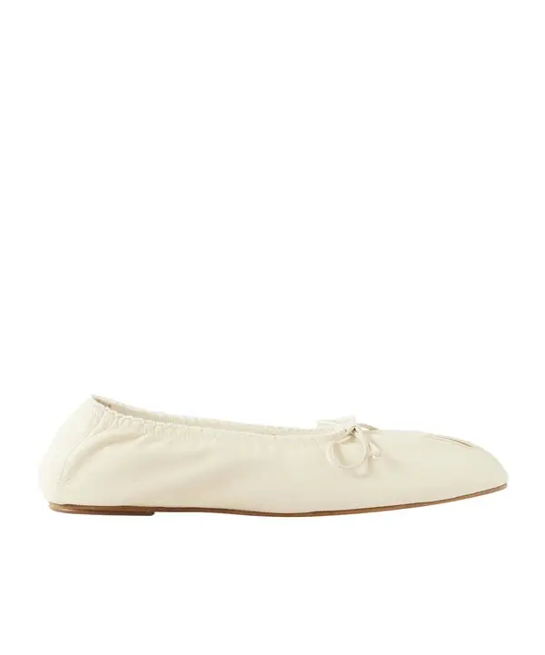 Magda Butrym Bow-decorated Leather Ballet Flats - Cream