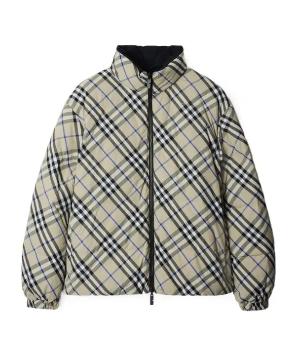 Burberry Reversible Checked Puffer Jacket - Nude
