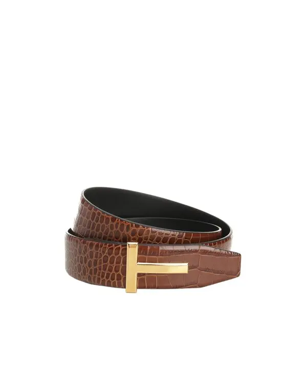 TOM FORD Crocodile-patterned Double-sided T-belt - Multicolor
