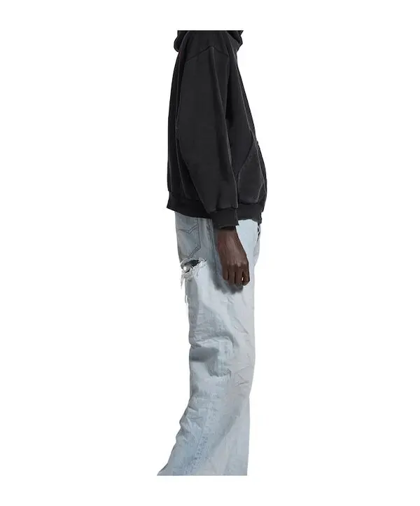 Balenciaga Logo Embroidered Medium Fit Hoodie - Faded Black/red