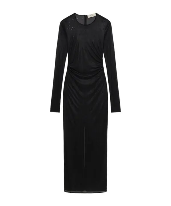 Blumarine Sheer Embellished Long Sleeve Maxi Dress