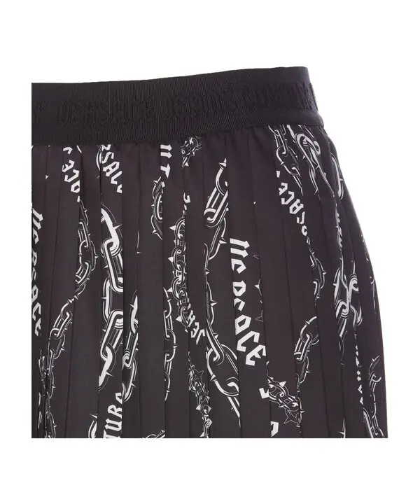 Versace Chain Print Pleated Skirt