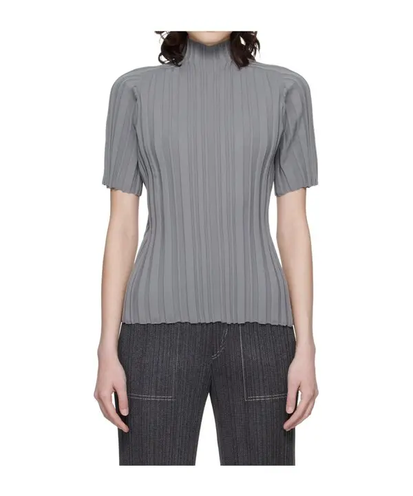 PLEATS PLEASE BY ISSEY MIYAKE Ribbed Knit Turtleneck Sweater