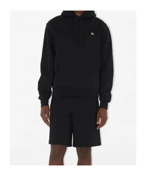 Burberry Cross Stitch Ekd Drawstring Hoodie - Black