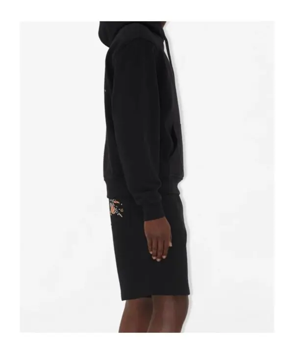 Burberry Cross Stitch Ekd Drawstring Hoodie - Black