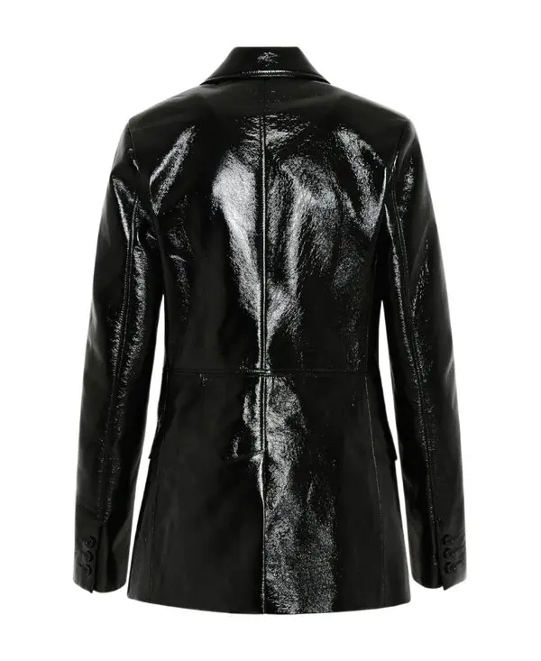 MSGM Faux-leather Single-breasted Blazer With Button Detail