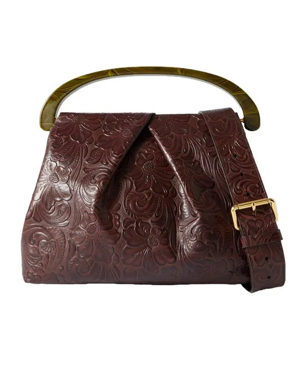 Dries Van Noten Embossed Leather Shoulder Bag