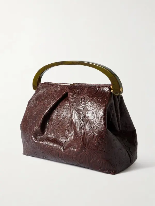 Dries Van Noten Embossed Leather Shoulder Bag