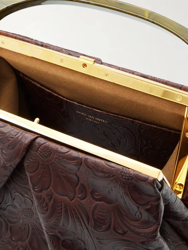 Dries Van Noten Embossed Leather Shoulder Bag