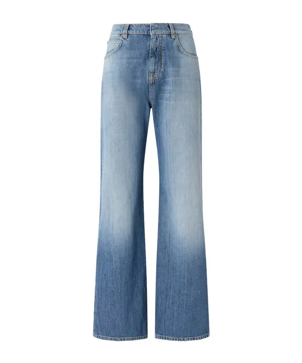 Pinko Wide-leg Faded Jeans - Blue
