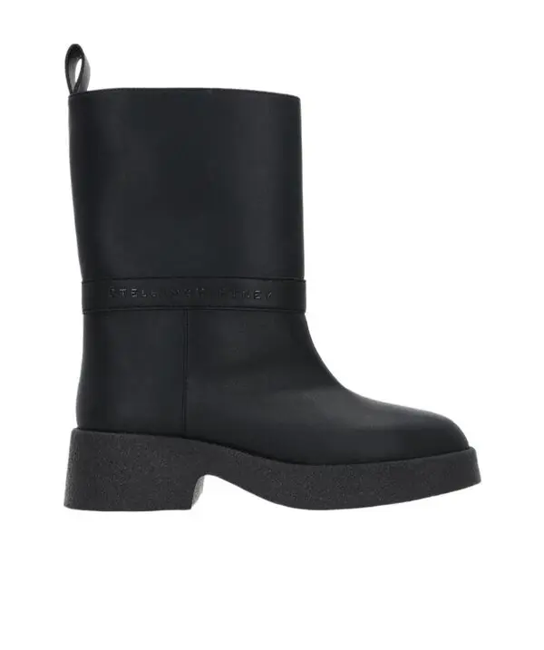Stella McCartney Logo Lettering Pull-on Ankle Boots - Black