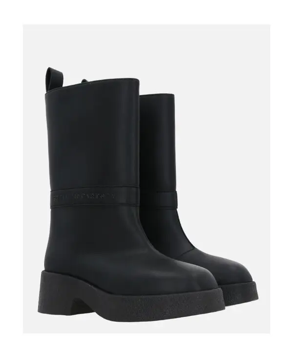 Stella McCartney Logo Lettering Pull-on Ankle Boots - Black