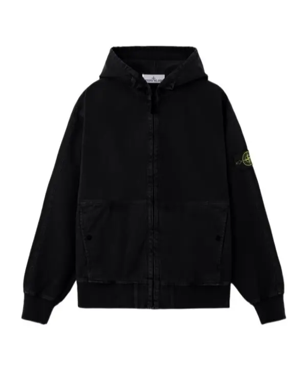 Stone Island Oversized Zip-up Hooded Jacket With Pockets