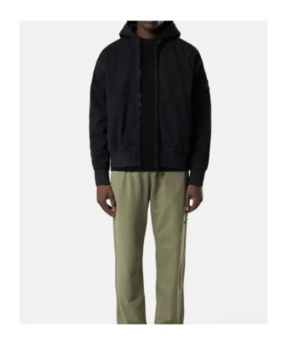 Stone Island Oversized Zip-up Hooded Jacket With Pockets