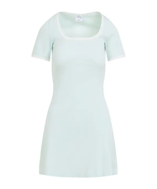 COURREGES Short Sleeve Dress With Logo Detail - Light Mint